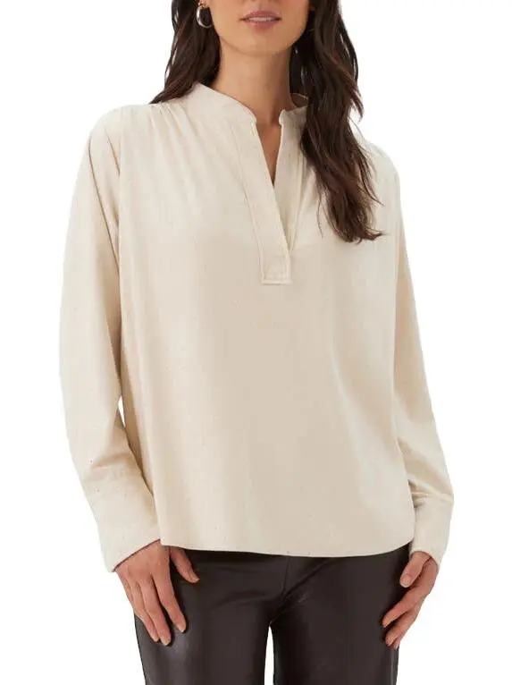 Karen Kane Embellished Faux Suede Shirt - Cream