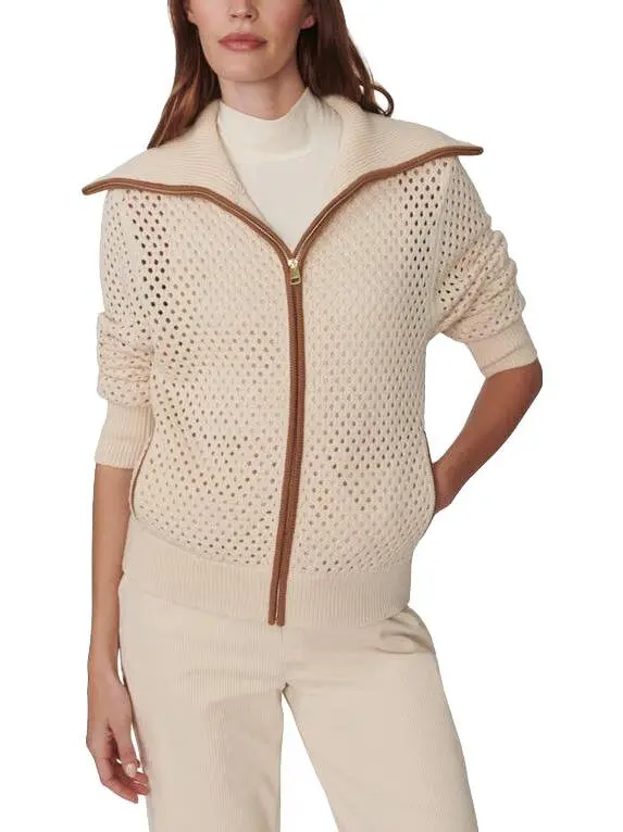 Varley Paula Zip Front Knit Hoodie - Birch