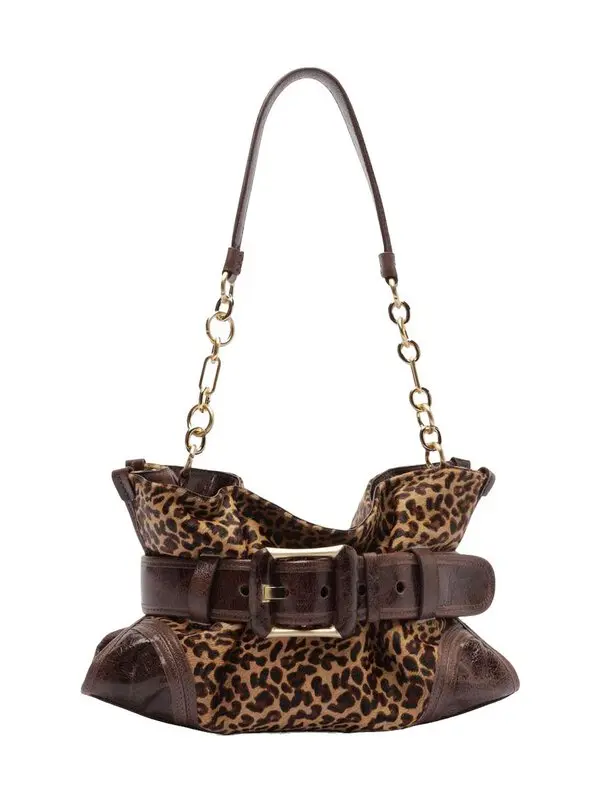 AREZZO Riley Small Leather Shoulder Bag - Leopard