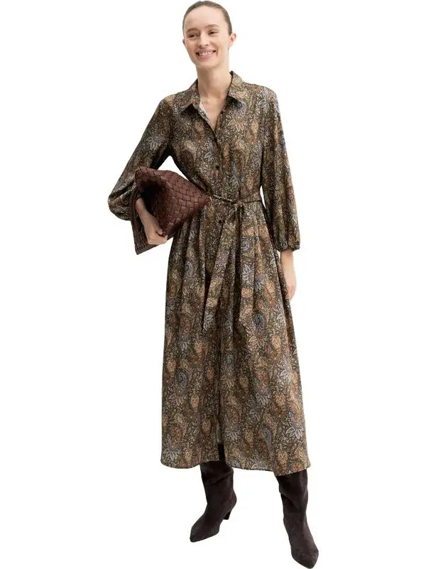 EMME Paisley Print Long Sleeve Shirtdress - Underwood