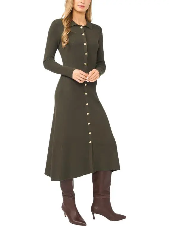 Ted Baker London Ivy Johnny Collar Ribbed Sweater-dress - Midnight Olive