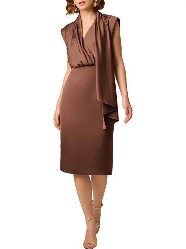 Aidan Mattox Satin Midi Dress - Espresso