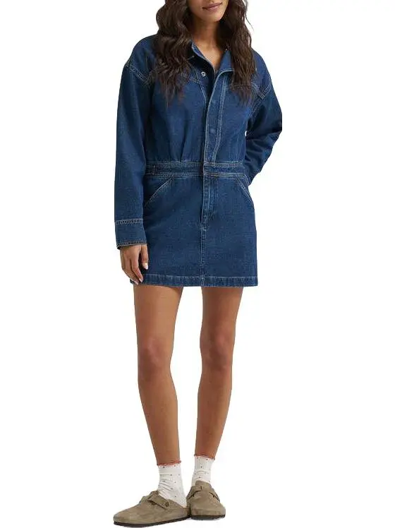 Wrangler Moto Long Sleeve Minidress - Rawhide Blue