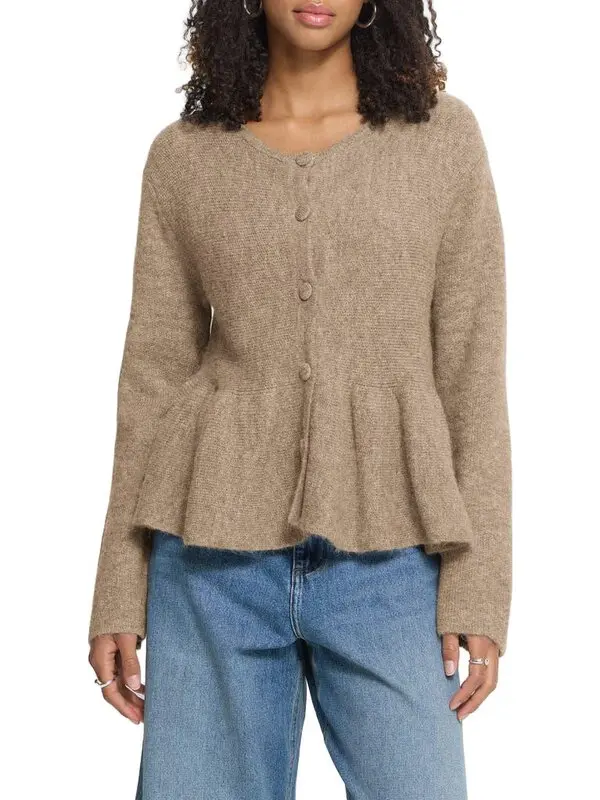 ICHI Peplum Cardigan - Fungi