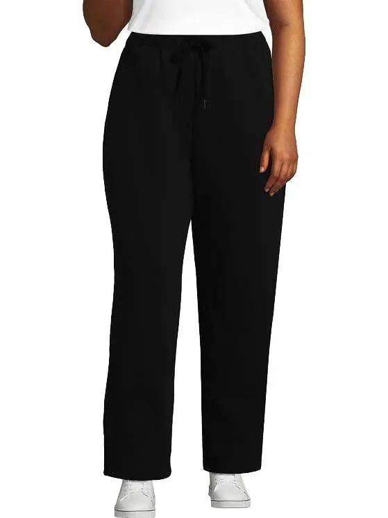 LANDS' END Serious Sweats High Rise Relaxed Straight Leg Pantsset Bottom - Black