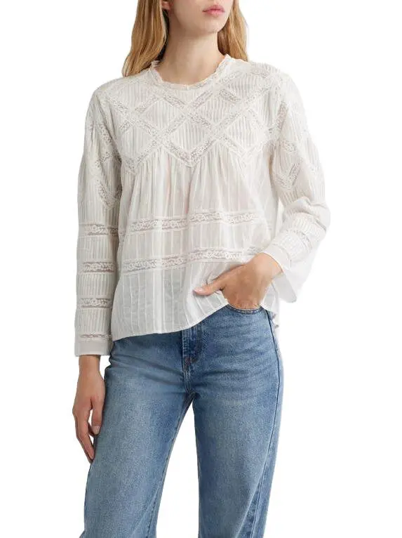 The Great. Lattice Lace Victorian Top - White