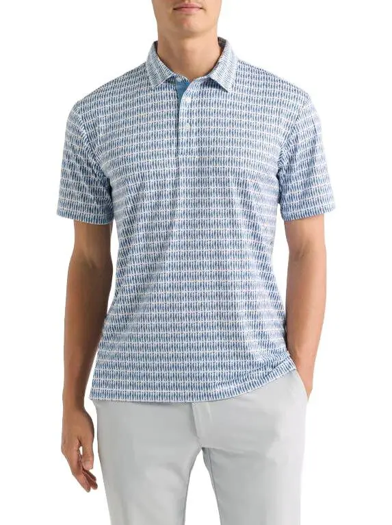 SWANNIES Sardine Print Performance Golf Polo - Sky