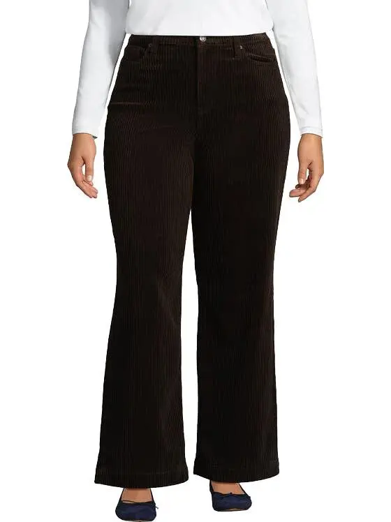 LANDS' END High Rise Wide Leg Corduroy Pants - Rich Coffee