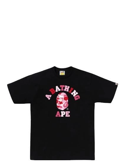 A BATHING APE Abc Camo College Red Camo T-shirt - Black