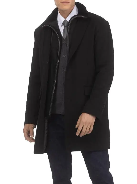 Gorski Wool Short Coat With Genuine Shearling Trim - Black/black Pattern