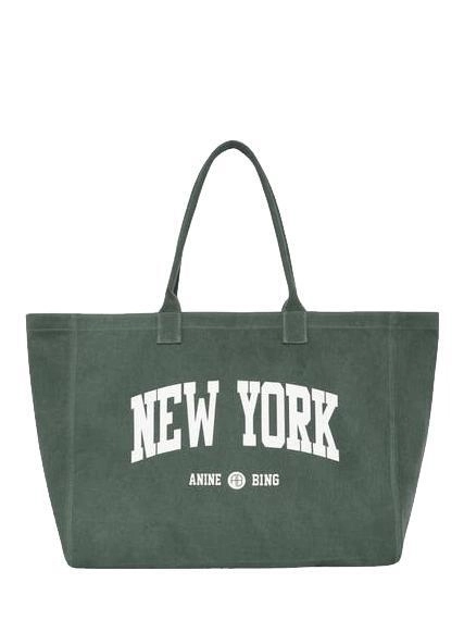 ANINE BING Leo Canvas New York University Tote - Cilantro