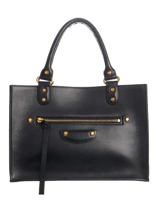Balenciaga Medium Le City Sleek Leather Tote - 1629 Black/ruby