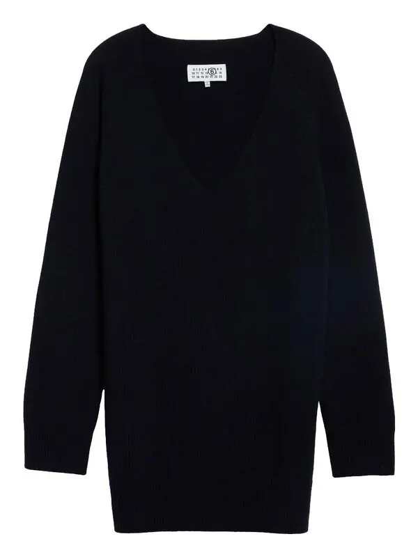 MAISON MARGIELA Wool Blend V-neck Sweater - Navy