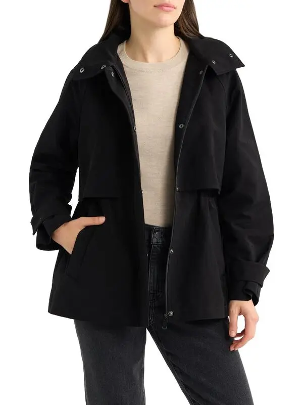 Bernardo Stand Collar Raincoat - Black