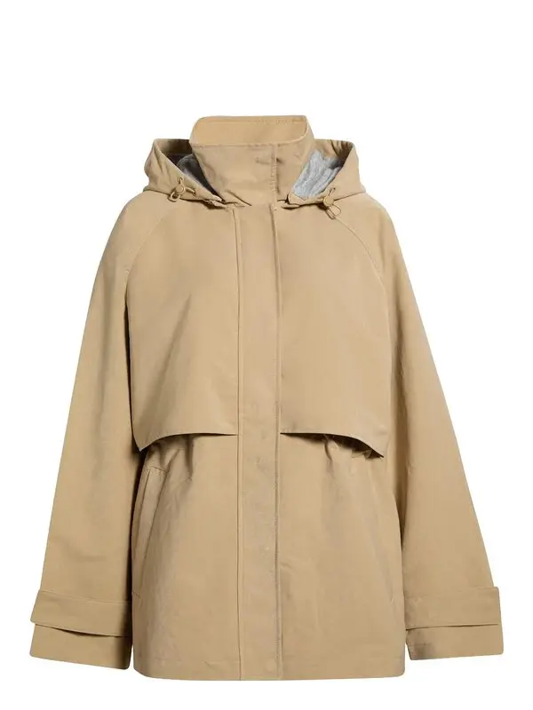 Bernardo Stand Collar Mid-length Raincoat - Khaki
