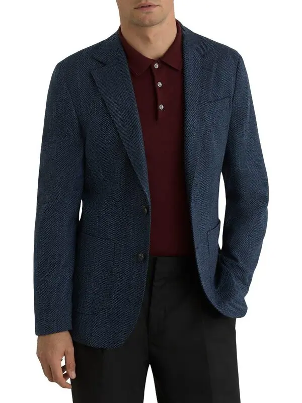 REISS Manci Herringbone Sport Coat - Navy