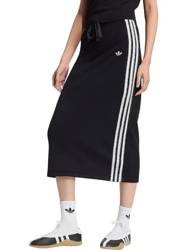 ADIDAS ORIGINALS Three-stripe Knit Midi Skirt - Black/white
