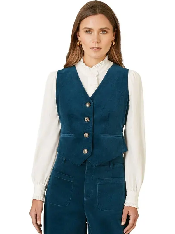 YUMI Tailored Ribbed Waistcoat - Teal