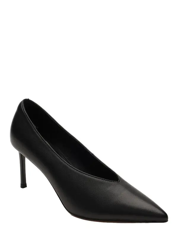 KENNETH COLE Perfecto Pointed Toe Faux Leather Pump - Black Leather