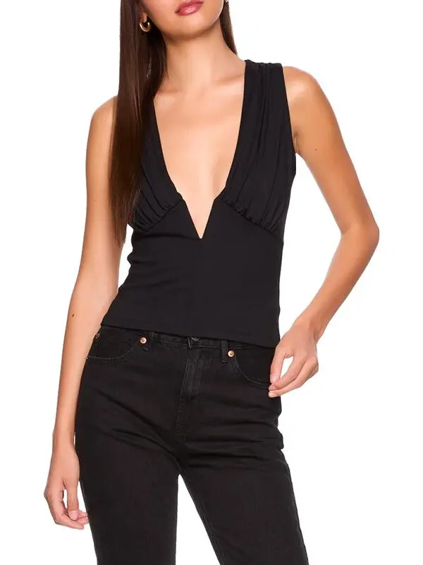 Susana Monaco Wired Deep V-neck Tank - Black