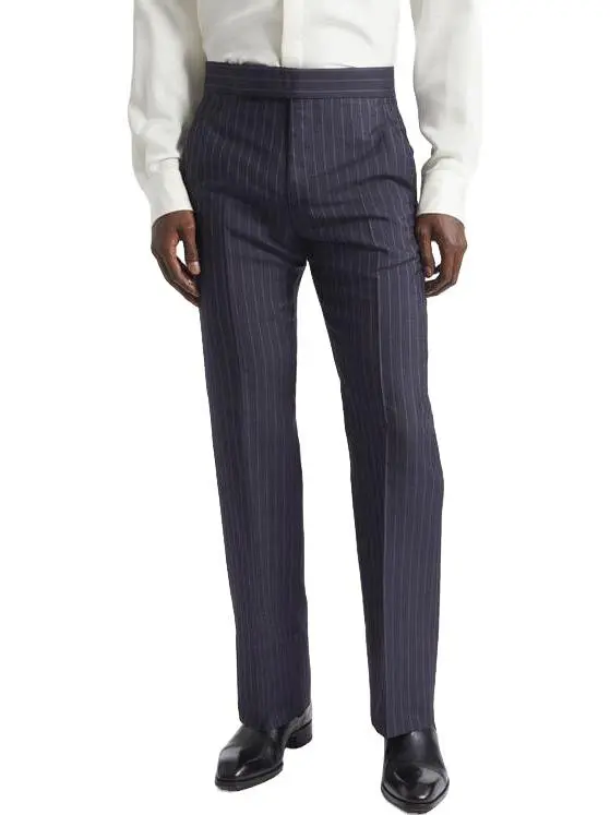 TOM FORD Chalk Stripe Silk Trousers - Ucc Navy