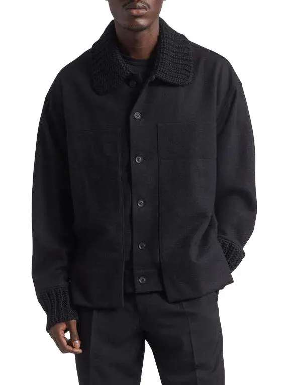 Yohji Yamamoto Rib Detail Cotton Blouson - Black