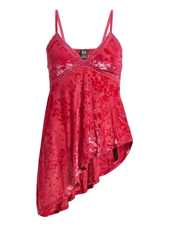 BDG URBAN OUTFITTERS Estelle Burnout Asymmetrical Hem Camisole - Pink