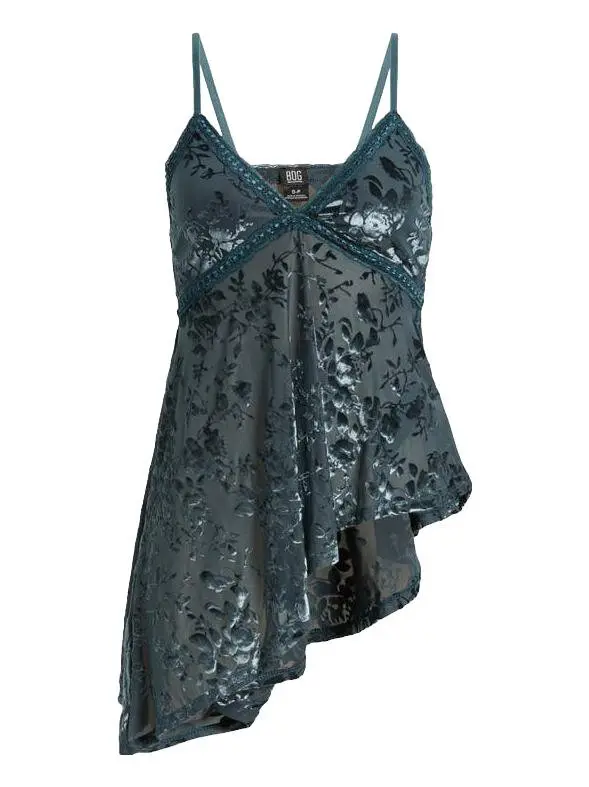 BDG URBAN OUTFITTERS Estelle Burnout Asymmetrical Hem Camisole - Teal
