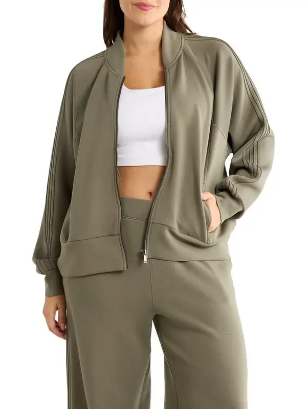Spanx Spnax Pintuck Full Zip Track Jacket - Herb