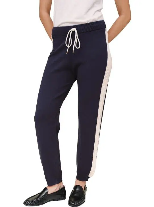 Bella Dahl Contrast Stripe Knit Joggers - Midnight Frost