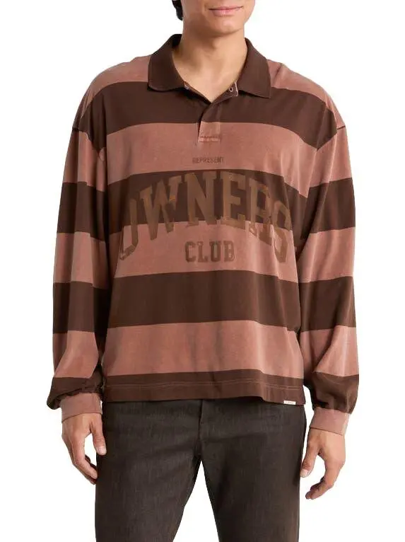 REPRESENT Owners Club Stripe Rugby Top - Sienna