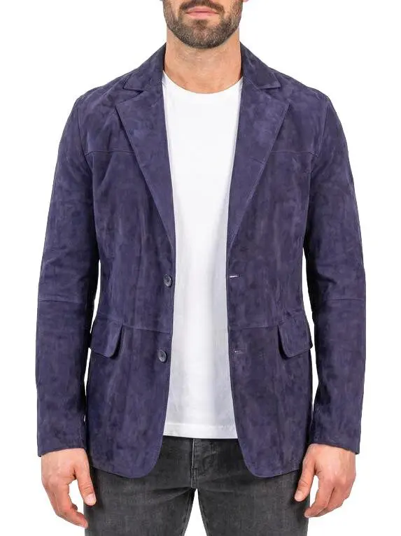 MACEOO Lambskin Suede Jacket - Blue
