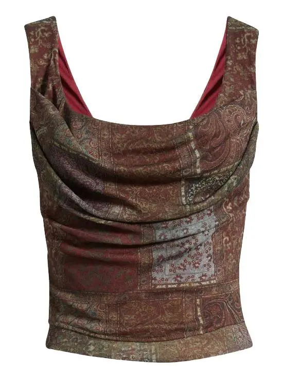 BDG URBAN OUTFITTERS Paisley Print Cowl Neck Corset Tank - Tapestry
