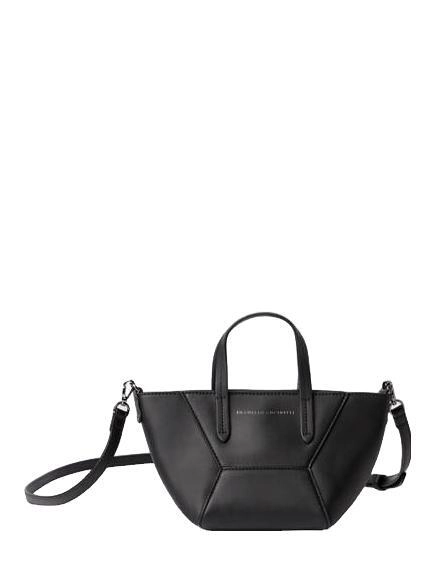 Brunello Cucinelli Bc Duo Mini Bag In Calfskin With Monili - Black