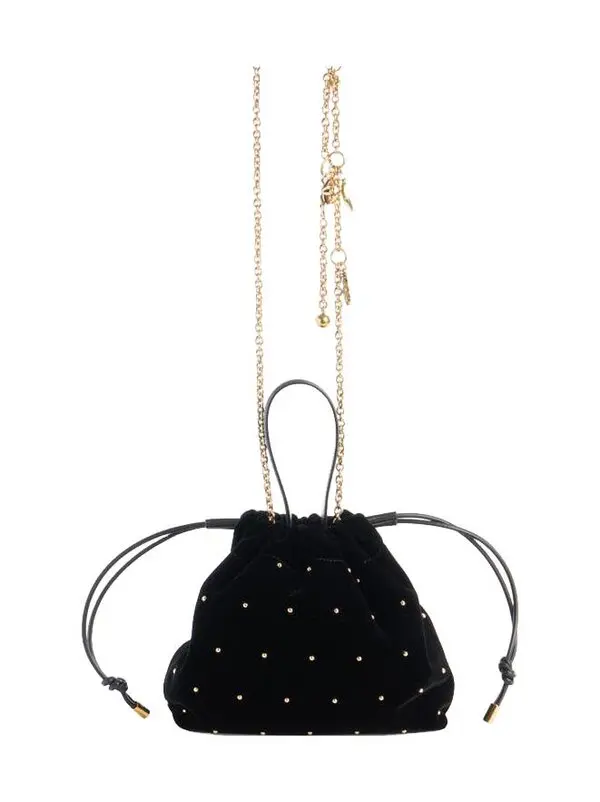 Chloé Small Velvet Drawstring Shoulder Bag - Black
