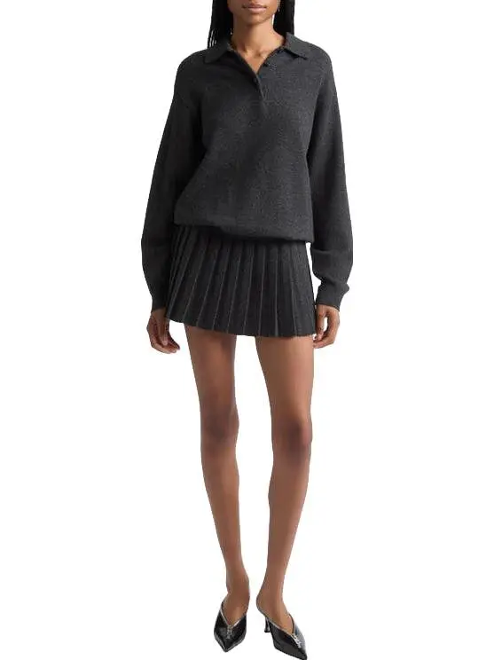 Alexander Wang Wool Blend Long Sleeve Polo Dress - Graphite