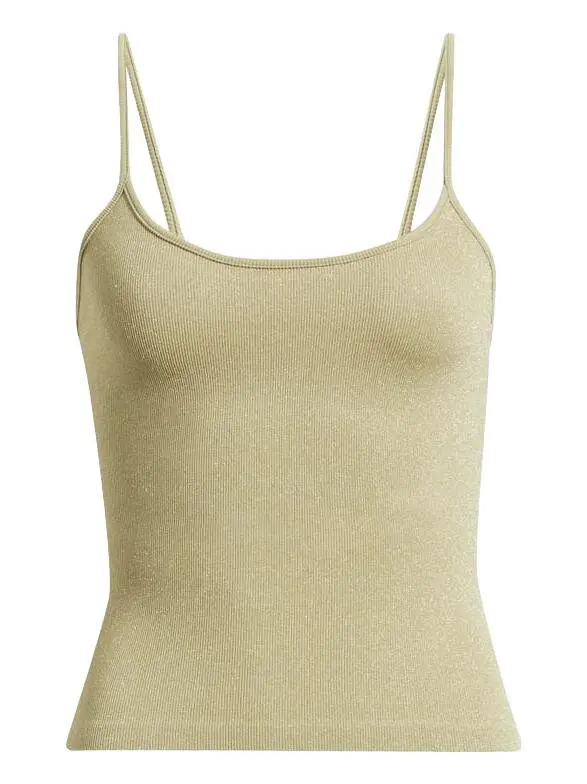 BDG URBAN OUTFITTERS Molly Glitter Cami With Spaghetti Straps And Scoop Neck - Khaki