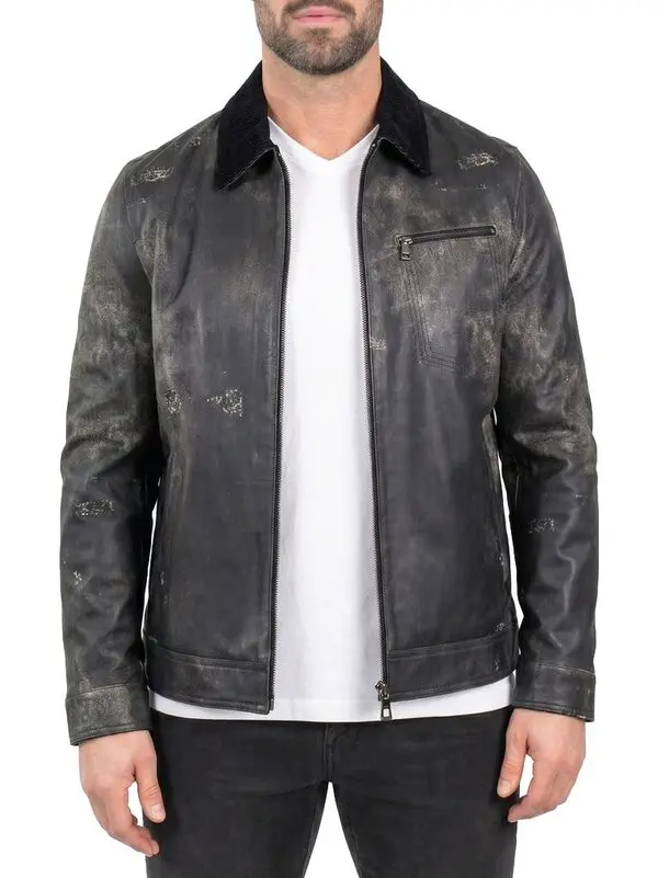 MACEOO Captain Leather Jacket - Blue