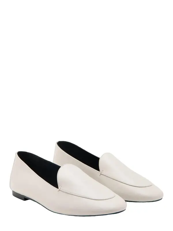 Mango Croc Embossed Leather Loafers - White