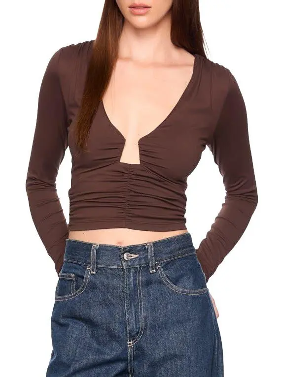Susana Monaco Gathered Long Sleeve Top - Java