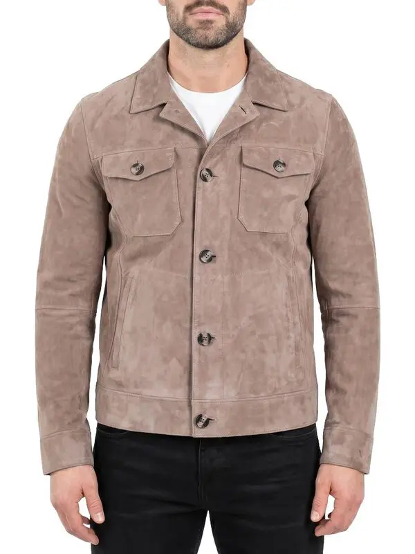 MACEOO Suede Leather Jacket - Pink