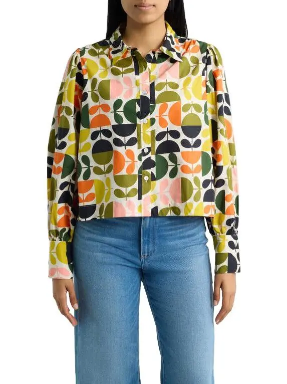 APNY Puff Sleeve Cotton Shirt - Citrus Multi