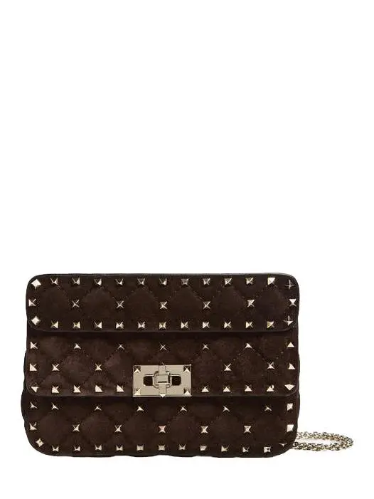 Valentino Garavani Small Rockstud Spike Leather Shoulder Bag - Brown