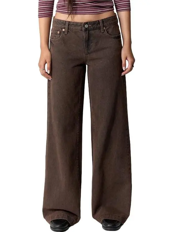 PACSUN Casey Low Rise Baggy Wide Leg Jeans - Brown