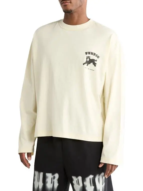 PURPLE BRAND Crop Wide Long Sleeve Graphic T-shirt - Off White