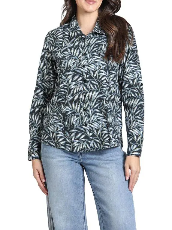 APNY Long Sleeve Cotton Button-up Shirt - Onyx/silver