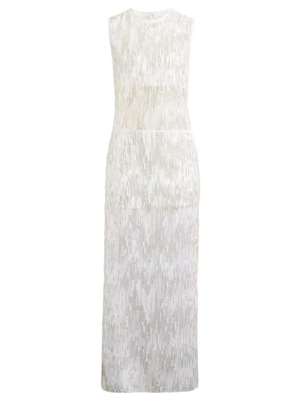 Shona Joy Viva Sequin Detail Sleeveless Gown - Ivory