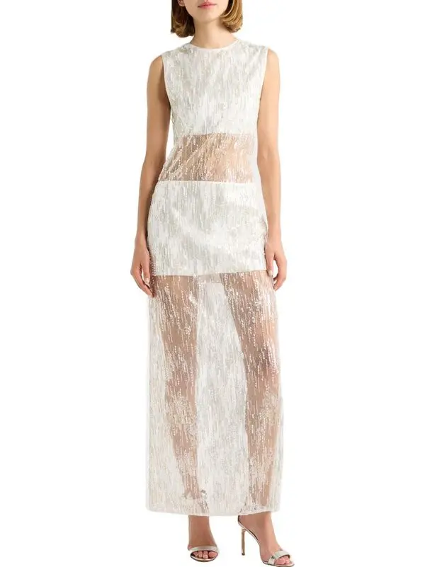 Shona Joy Viva Sequin Detail Sleeveless Maxi Gown - Ivory