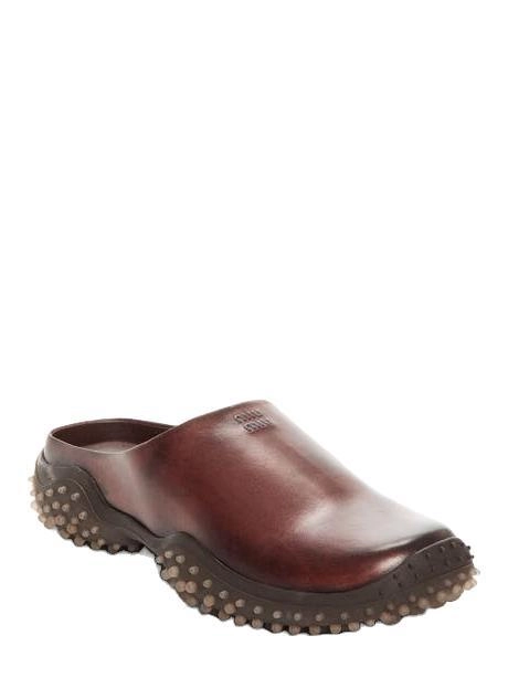 Miu Miu Leather Trail Mule - Caffe
