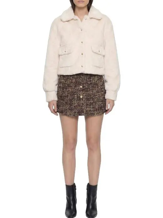 AREA STARS Cameron Faux Fur Jacket - Ivory